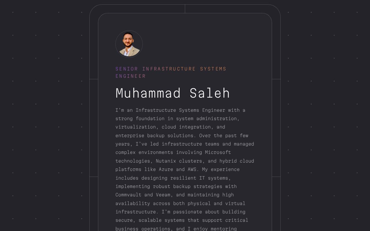 Muhammad Saleh | Senior Infrastructure Systems Engineer